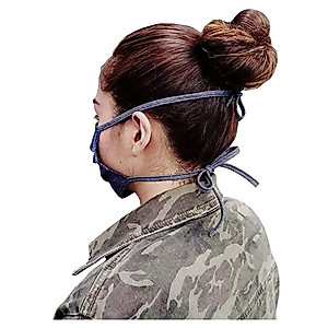 Adjustable Cotton Blend Face Cover 3-Pack, Blue Twill, 65% Poly Blend - Assorted Blue, 5 in x 4.5 in x 0.5 in (226673)