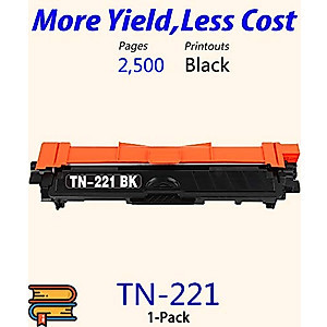 1-Pack ColorPrint Compatible TN221 Black Toner Cartridge Replacement for Brother TN221BK TN-221 TN-221BK TN225 Work with MFC-9130CW HL-3170CDW HL 3140CW 3180CDW MFC-9330CDW 9340CDW DCP-9020CDN Printer