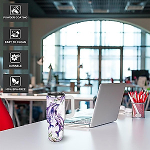 FOCIUZTA 40oz Tumbler with Lid, Insulated Cup, Travel Coffee Mug, Perfect Gift for Easter, Father’s Day, Mother’s Day, Birthdays, Elegant Purple Dolphin and Rose Design