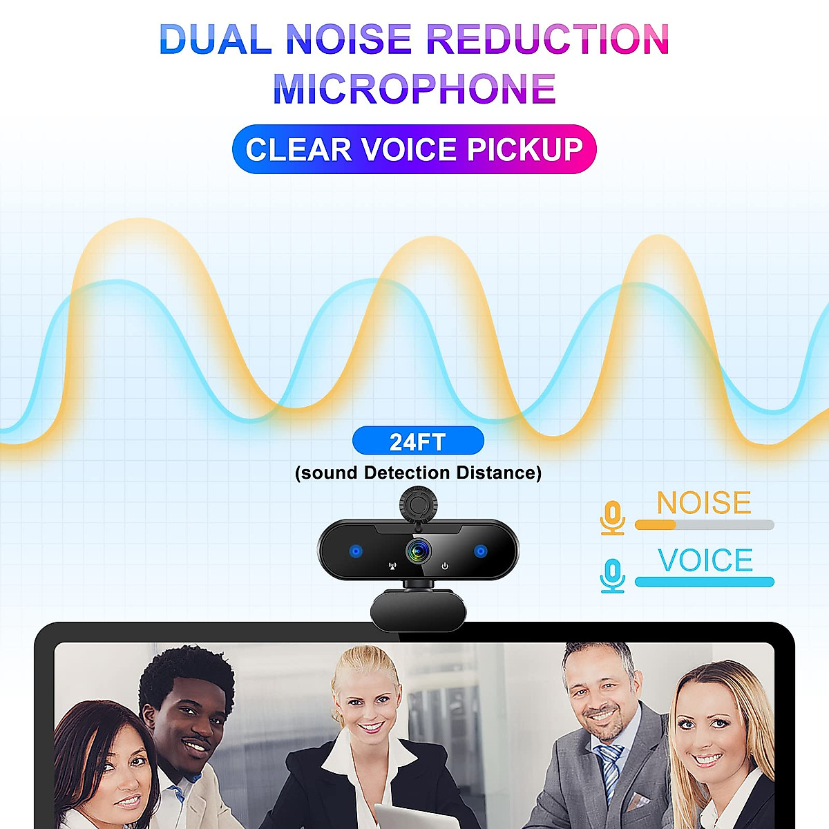 1080P 60FPS Webcam with Microphone, Laptop Computer Camera, Dual Mics, Plug and Play, Webcams Cover & Mini Tripod, 100° Wide Angle Streaming Web Camera for Video Conferencing, Zoom, Facetime, Skype