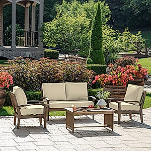 Arden Selections Outdoor Loveseat Cushion Set 46 x 26, Tan Leala