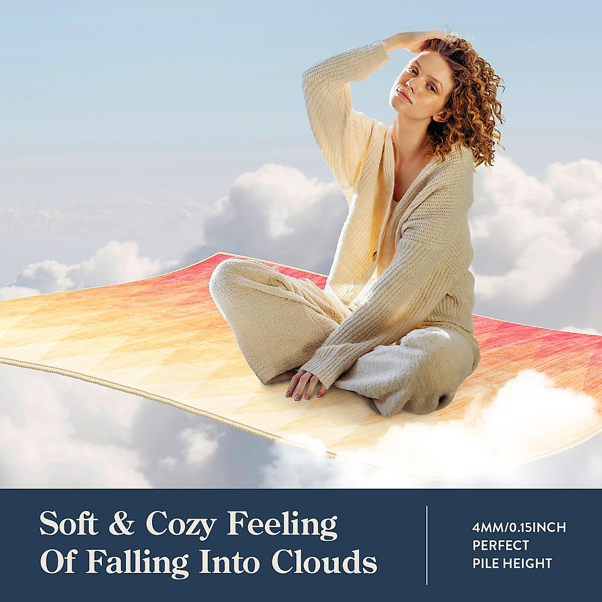 Lahome 8x10 Modern Ombre Bedroom Rug, Washable Area Rug for Kids Room, Diamond Nursery Rug with Rubber Backing, Stain Resistant Soft Rug for Living Room (Pink/Yellow)