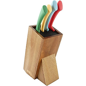 HomeEase Wood Universal Knife Block, Storage Holder Organizer, Easy to Clean Removable Plastic Rods