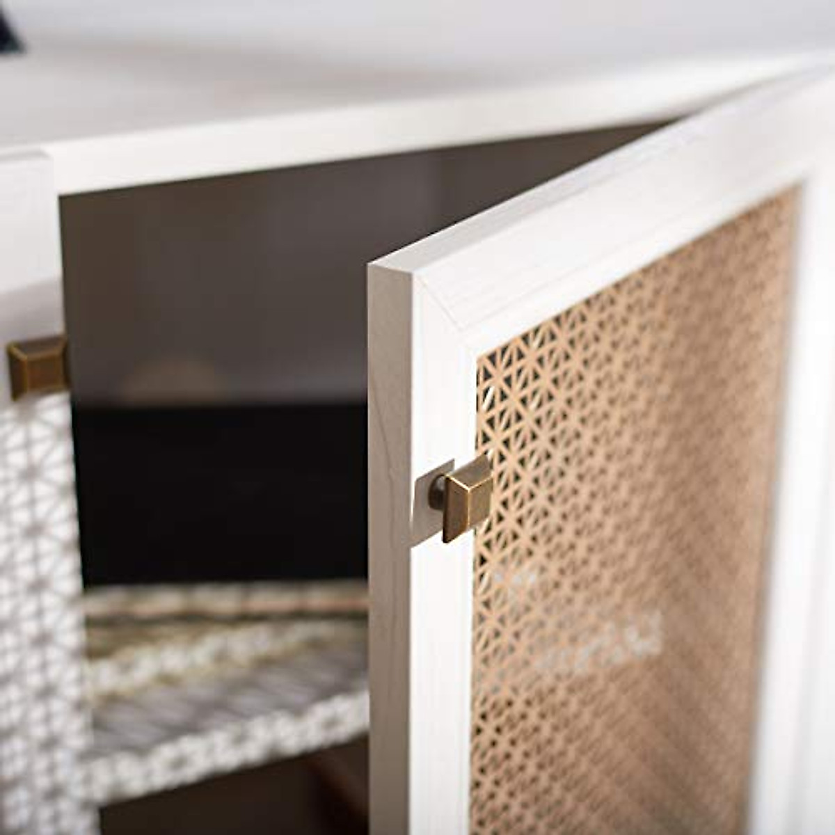 Safavieh Home Collection Piran White and Gold 4-Door 2-Shelf Media (65-inch Flat Screen) TV Stand