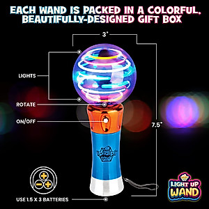 IPIDIPI TOYS Spinning Light Up Wand for Kids - Light Up Spinner Toy, Spinning Globe Toy, Special Needs Sensory Toys for Children with Autism, 4th of July Toys (Pack of 2)