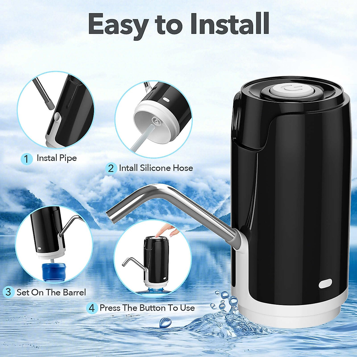 Automatic Water Pump Water Dispenser, USB Rechargeable Water Dispenser Water Pump, 5 Gallon Bottle Electric Water Pump,Portable Electric Water Bottle Pump for Camping,