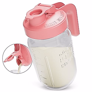 County Line Kitchen Breast Milk Pitcher for Fridge - Wide Mouth, 1 Quart (32 oz) Mason Jar - Heavy Duty Breastmilk Storage Container, Leak Proof, Sturdy - Baby Formula Mixer Pitchers