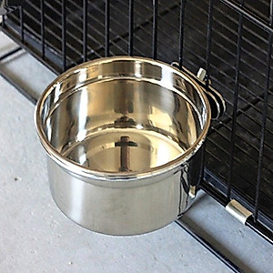 Hypeety Stainless Steel Food Water Bowl for Pet Bird Crates Cages Coop Dog Cat Parrot Bird Rabbit Pet (Large,14 * 6cm)