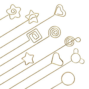 Mezchi 100 Pcs Metal Wire Floral Picks, 13 Inch Gold Place Card Holder Stand Picks, 10 Styles Wire Photo Menu Note Holder, Gift Card Holder for Wedding and Party Favor