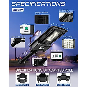 Favorwe 300W Solar Street Light, 20000 Lumens LED Street Lights Solar Powered Outdoor, Solar Parking Lot Lights with Motion Sensor and Remote Control, Waterproof Heavy Duty Die-Casting Aluminum