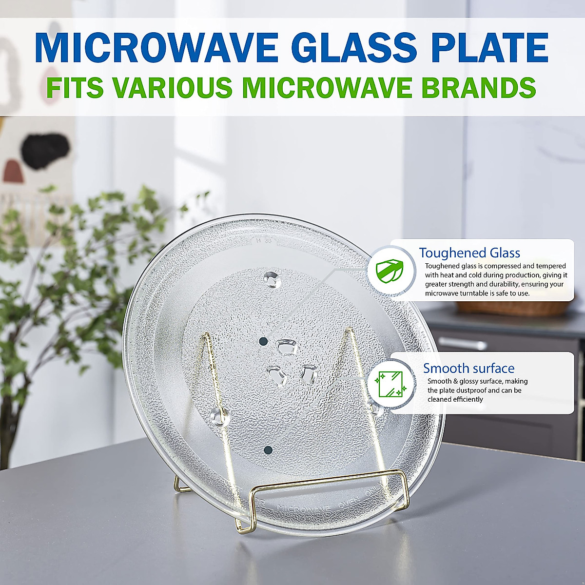 Microwave Plate Replacement 10.6 Inch for WB48X21336 Microwave Oven Turntable Plate - GE Replacement Microwave Glass Plate Fits Many Brands Plates - Rotating Dish Tray For Better Reheating and Cooking