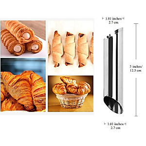 Set of 16 Stainless Steel Cannoli Tubes and Pastry Cream Horn Molds,Large Size DIY Baking Kit Cone Tubular Shaped Mold Tool for Croissant Waffle Cream Roll (A+B)