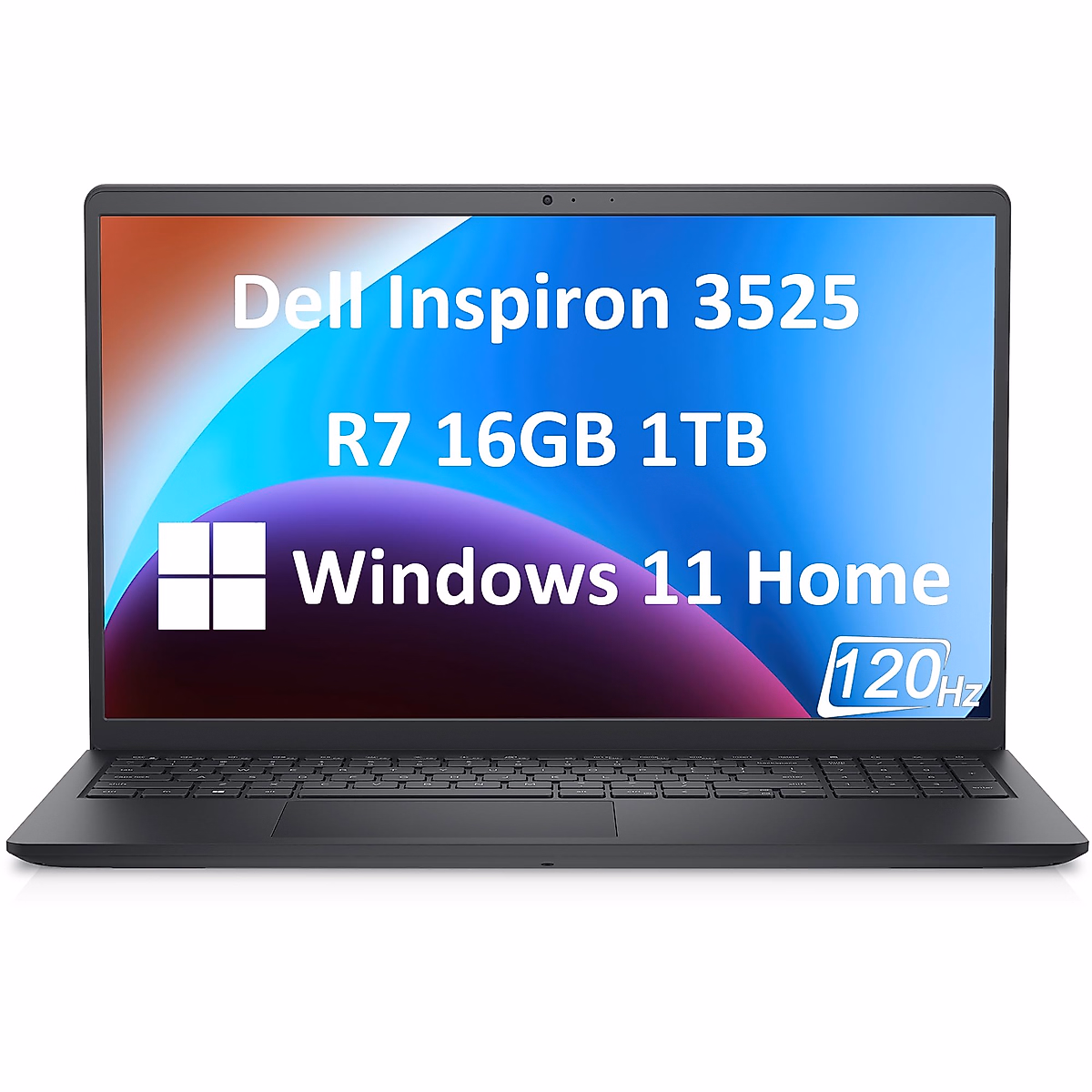 Dell Inspiron 15 15.6" Business Laptop (FHD 120Hz, AMD Ryzen 7 5700U, 16GB RAM, 1TB SSD, 8-Core (Beats i7-1165G7)) Numeric Keypad, Webcam, Wi-Fi, 2024 Inspiron 3000 3525, Win 11 Home, Carbon Black
