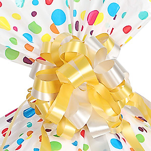 Outus 4 Pieces 48 Inch Extra Large Gift Bags (36 x 48 Inch) Jumbo Plastic Dot Bags Oversized Wrapping Bags with 4 Pieces Pull Flowers for Birthday Wedding Christmas Party (Multi-Color)