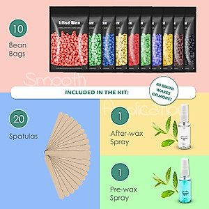 Hard Wax Beads for Coarse Hair Removal - 2.2 lb, 10 Pack Depilatory Wax Beans with Spatulas for Face, Eyebrow, Back, Chest, Bikini Areas, Legs - Refills for Any Wax Warmer