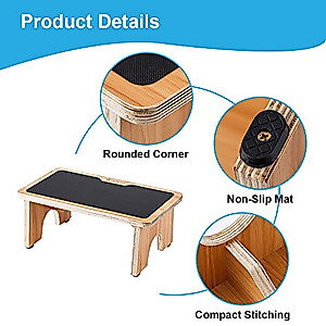 StrongTek Premium Wooden Step Stool - Versatile, Non-Slip, Heavy-Duty Bedside Stool for Bed & Kitchen, Ideal for Adults & Kids, 300lbs Capacity, Elegant Design, No Assembly Required