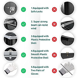 UDPATIO Outdoor Storage Shed 8x6 FT, Metal Garden Shed for Bike, Garbage Can, Tool, Lawnmower, Outside Sheds & Outdoor Storage Galvanized Steel with Lockable Door for Backyard, Patio, Lawn, Dark Grey