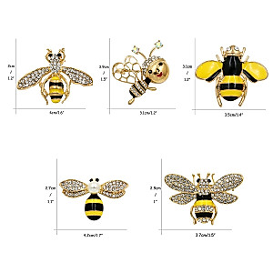 Set of 10 Fashion Enamel Crystal Rhinestones Bee Themed Brooch Pin Jewelry Lapel Pins for Clothes Collar Dress Scarf Bag Decoration