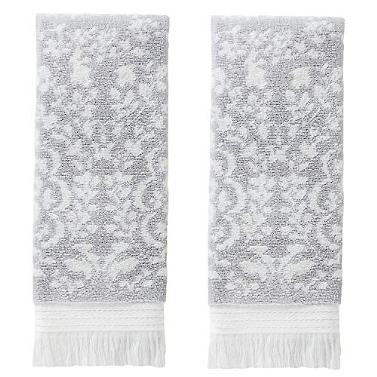 SKL Home Carrick Medallion 100% Turkish Cotton Hand Towel Set, Gray