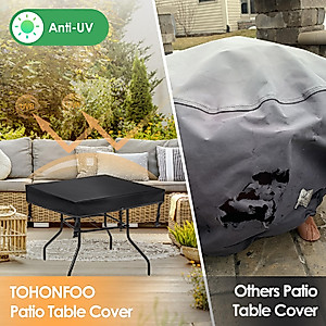 TOHONFOO Square Patio Table Cover - Waterproof Anti-UV Patio Table Cover - Outdoor Table Cover 48" L x 48" W x 6" H
