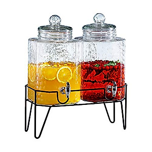 Style Setter Hamburg Dispensers with Stand (Set of 2), Glass, 1.5 Gallons Each