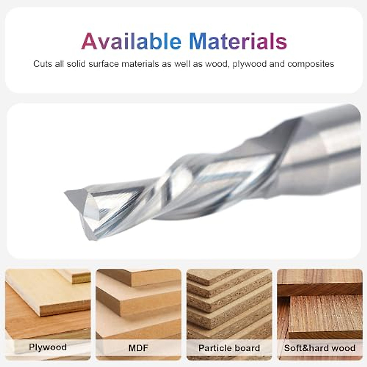 SpeTool Spiral Downcut Router Bits with 3/8 inch Cutting Diameter, 1/2 inch Shank HRC55 Solid Carbide CNC End Mill for Wood Small Cut, Carving