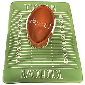 Rae Dunn by Magenta TOUCHDOWN Football Themed Ceramic Chip & Dip Tray 10”x 7"