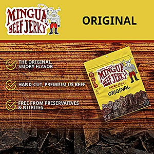 Mingua Beef Jerky in Original Flavor - Nitrite-Free Dried Meat - 100% US Beef (Two 3.5-Ounce Bags)