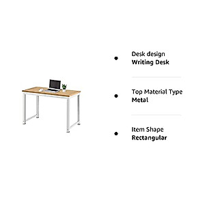 Coral Flower Modern Studio Collection Soho Computer Office Desk Simple Study Table Sturdy Writing Desk Workstation for Home Office, 47 Inch, Walnut with White Metal Frame