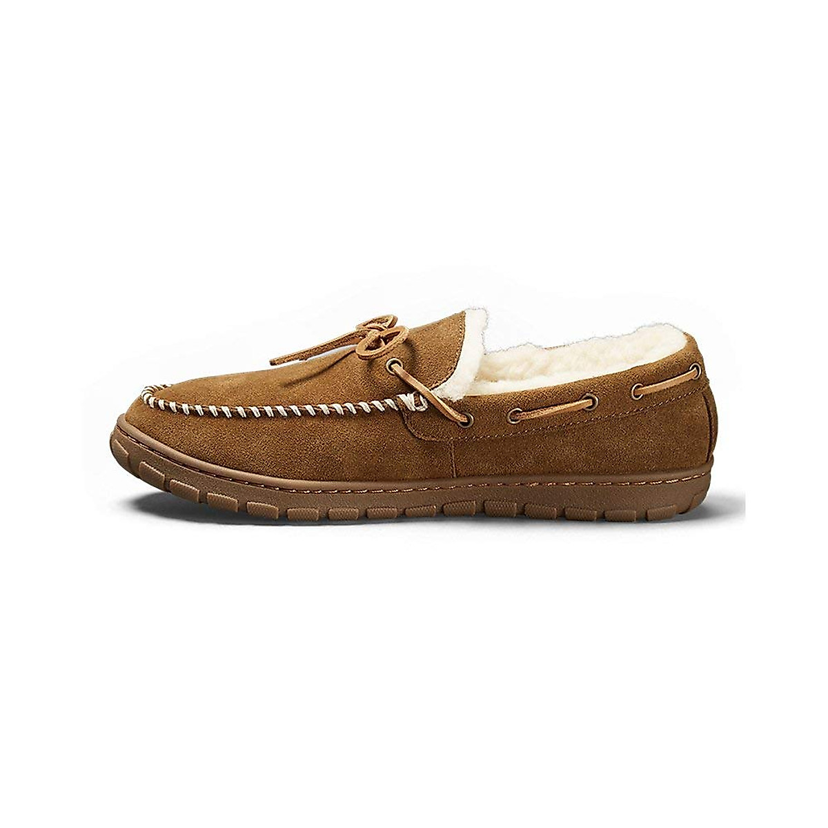 Eddie Bauer Men's Shearling-Lined Moccasin Slipper, Tan 8M