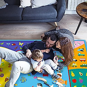 Baby Crawling Mat,Baby Play Mat for Floor,Large Cotton Educational Tummy Time Mat, Foldable Non-Slip Super Soft Padded Baby Playmat for Playing Area Rug Gym Activity for Infants Toddlers Boys Girls