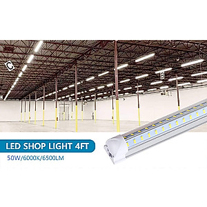 (10-Pack) 8ft LED Shop Light Fixture, 120W 19000LM 6000K, Cold White, V Shape, Clear Cover, Hight Output, Linkable Shop Lights, T8 LED Tube Lights, LED Shop Lights for Garage 8 Foot with Plug
