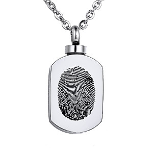 Valyria Personalized Fingerprint Jewelry Polished Blank Stamp Charm Urn Pendant Necklace Memorial Ash Keepsake(Fingerprint with Engraving)