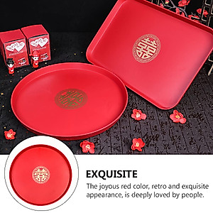 Tofficu 3 Pcs Wedding Tray Cupcake Toppers Red Wedding Plates Decoraciones para Salas De Casa New Year Party Plate Red Candy Serving Tray Food Decor Chic Storage Plate Salad Plate Dessert