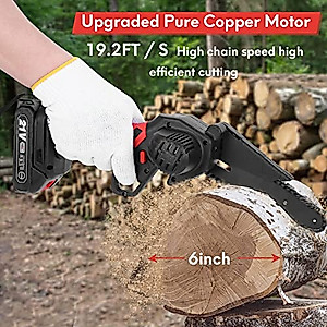 Mini Chainsaw 6 Inch Cordless, 21V Small Battery Powered Chainsaw Kit, Portable Handheld Electric Chain Saw Pruning Shears for Wood Cutting, Tree Trimming