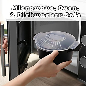 Professional Large Micro Cooker For Microwave 2 Quart | Food Steamer, Microwave Steamer Pot For Vegetable, Melting Butter | Our Cookware, Steamer Pot for Microwave | BPA Free, Dishwasher Safe