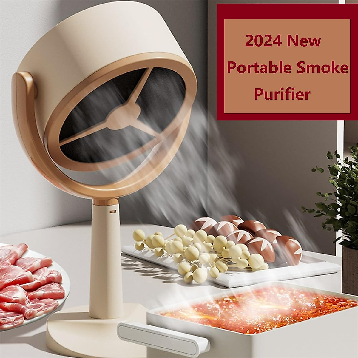 PUNCK 2024 New Smoke Purifier, Portable Smoke Purifier, Portable Range Hood, Portable Kitchen Exhaust Fan, Smoke Remover- Mini Cooker Hood for Kitchen (1 Set (1*Purifier+10*Sponge))