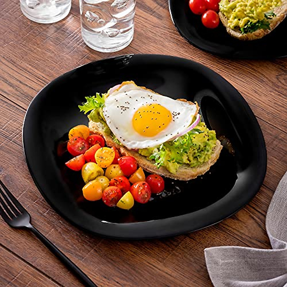 Luminarc Black Carine Dessert Plate 6-Piece Set, 7.25-Inch