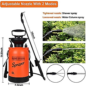 iPower 1.35 Gallon Lawn Garden Pump Sprayer Adjustable Shoulder Strap, Pressure Relief Valve, with 6.5 Inch Hand Pruner Combo, Stainless Steel Blades, Spray Bottle & Yellow, Yellow