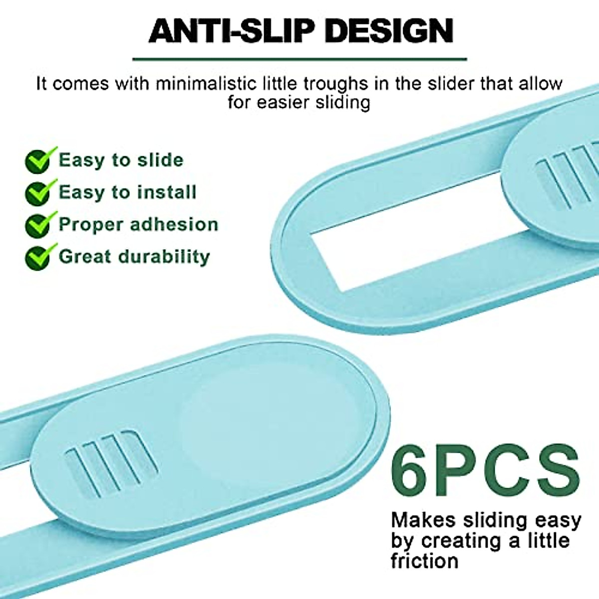 ONKENTET 6PCS Webcam Cover Slide Compatible with Tesla Model 3 Y X S 2017-2023 Accessories Car Camera Cellphone Laptop Privacy Covers Slide Frosted Interior Cabin Front Camera Thin Cover (Blue)