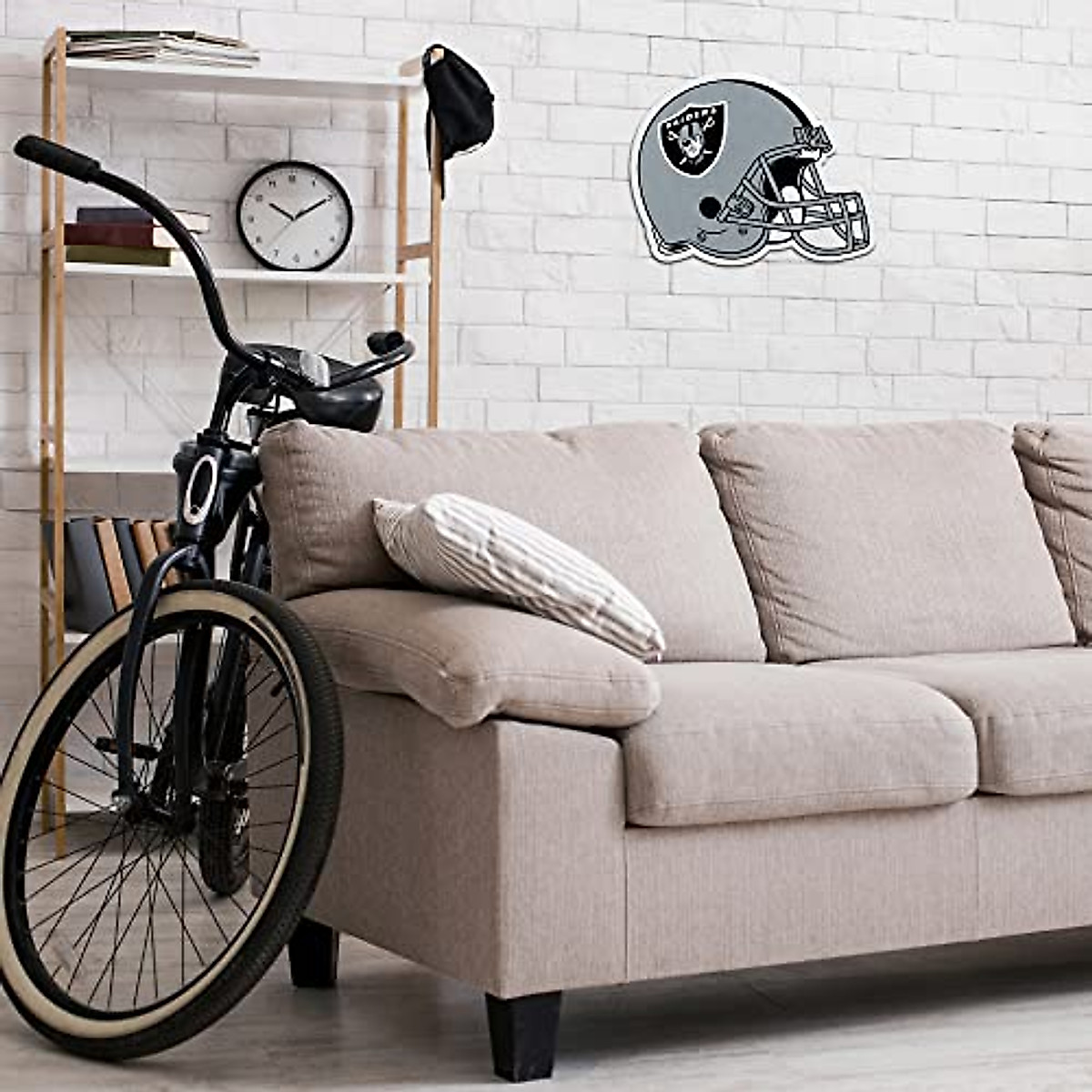 Rico Industries NFL Football Las Vegas Raiders Helmet Shape Cut Pennant - Home and Living Room Décor - Soft Felt EZ to Hang