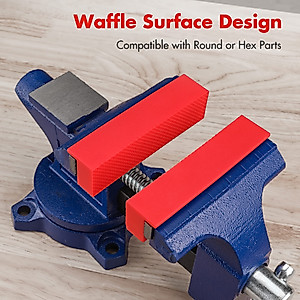WORKPRO 2-Pair 4-1/2" Vise Jaw Pads, Magnetic TPU Vise Jaw Protective Covers, 1 Multi-Groove Jaw Pads Set and 1 Standard Waffle Surface Jaw Pads Set