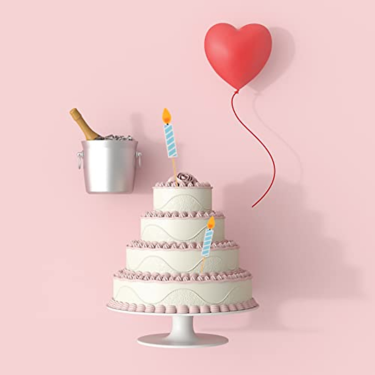 Gadpiparty Vintage Decor Candle Shape Wooden Paper Dessert Picks Wedding Birthday Holiday Cake Decorations Baby Decor