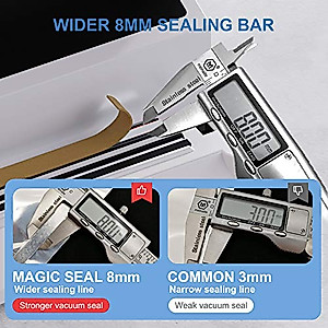 Magic Seal MS175 Vacuum Sealer Machine for Food Preservation, Nozzle Type, Compatible with Smooth Flat Bags or Mylar Bags, Extra-Wide Bar, Adjustable Vacuum and Sealing Time, Automatic and Manual Mode