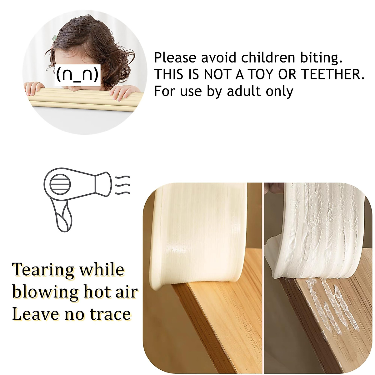 M2cbridge L Shape Extra Thick Furniture Table Edge Protectors Foam Baby Safety Bumper Guard 6.5 Ft (Off White)