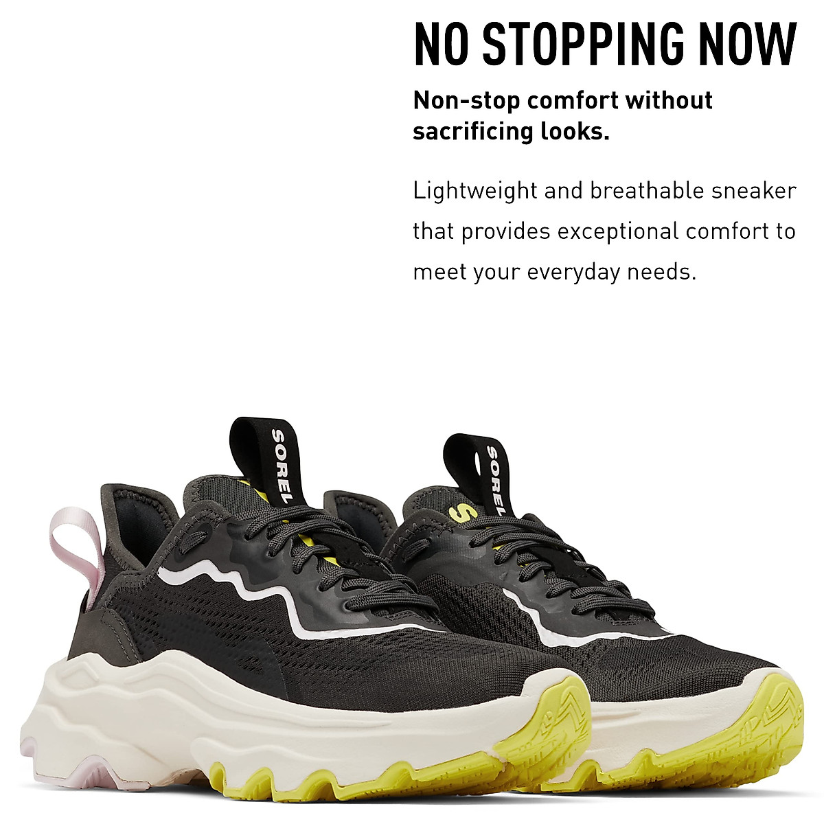 Sorel Women's Kinetic Breakthru Day Lace Sneaker - Jet, Dreamy - Size 7.5