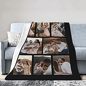 Custom Blankets, Personalized Picture Blanket With Photos Text ,Customized Throw Blanket Gift For Mother Father Friends Birthday Christmas Halloween Fathers Mothers Valentines Day GiftPHOTO 07