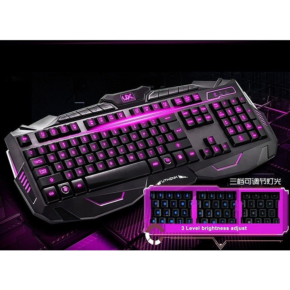axGear USB LED Light Gaming Keyboard and Mouse Set Kit for Computer PC Multimedia Gamer