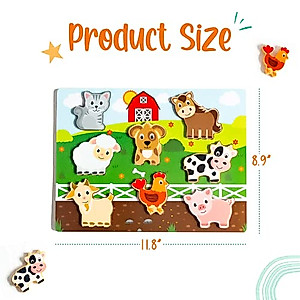 Klevly Large 3 Pk Wooden Toddler Puzzles Ages 2-4 | Wooden Puzzles for Toddlers 1-3 | Montessori Toys for 2 Year Old | Toddler Toys Age 2-4 | Learning Toys for 2+ Year Olds | Educational Toys | STEM