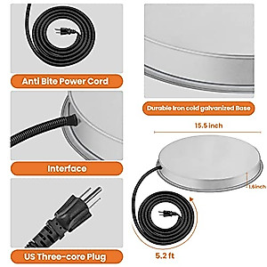 Heated Chicken Waterer Base, Heated Poultry Waterer Base 40 Watts, Chicken Coop Heater for Winter Chicken Coop, with 9.8 FT Power Cord, Gifts